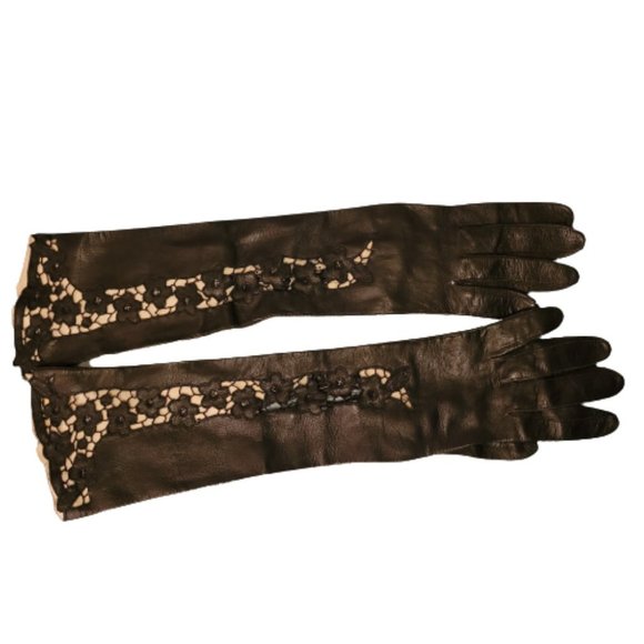 Accessories | Vintage Italian Black Elegant Kid Leather Opera Gloves ...